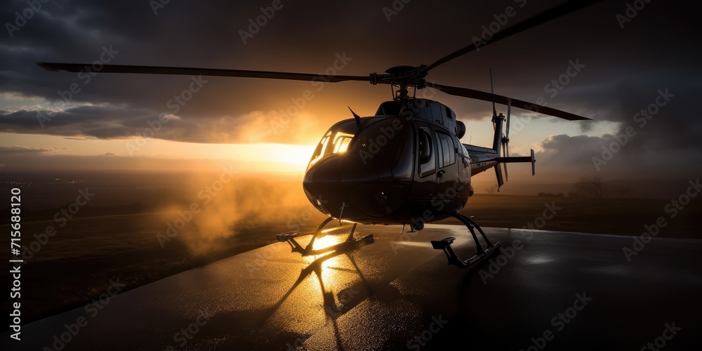 Stock-Illustration „Helicopter on the ground. Generative AI. Helicopter ...