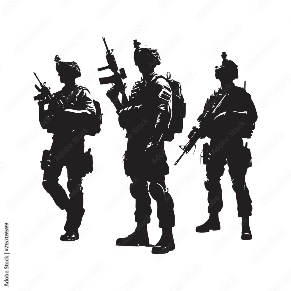 Sentinel Shades: Soldier Silhouettes Standing as Silent Sentinels ...