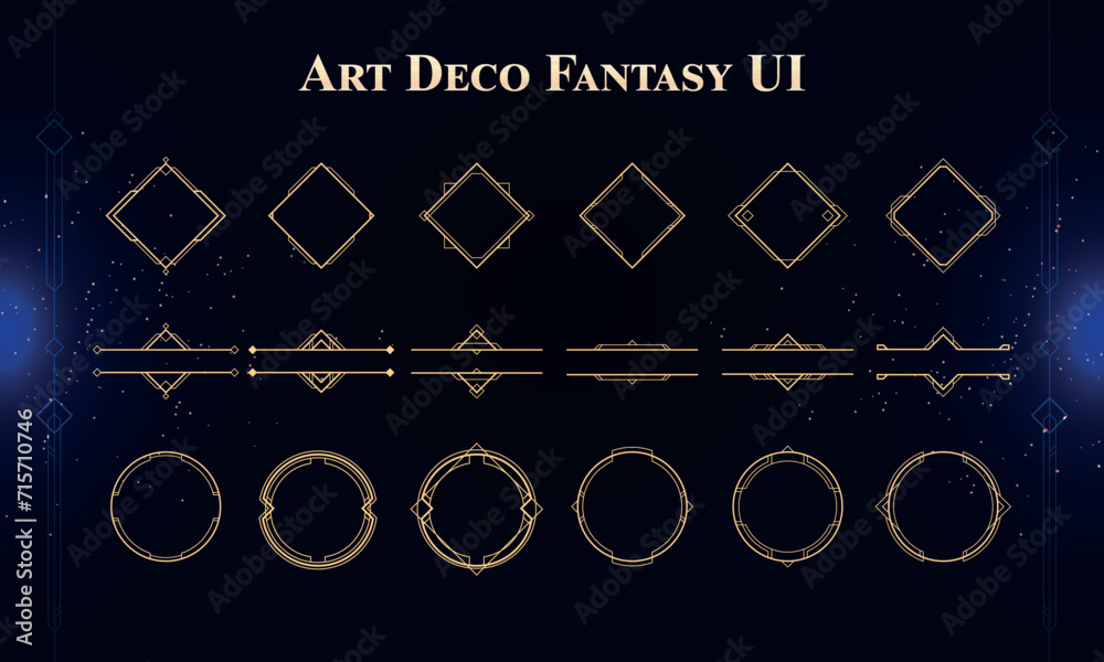 Set of Art Deco Modern User Interface Elements. Fantasy magic HUD. Good ...
