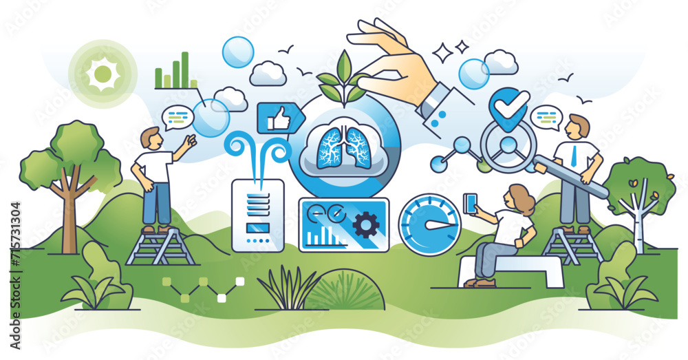 Air quality testing and pollution level monitoring device outline ...
