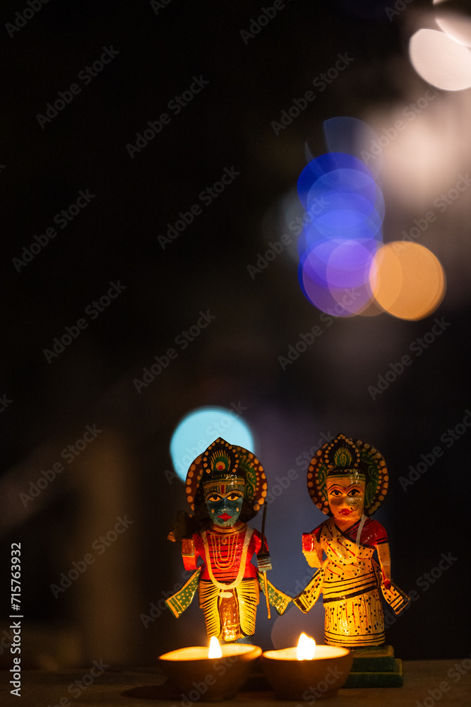 Hindu god ram and goddess sita idol made with wooden on display at ...