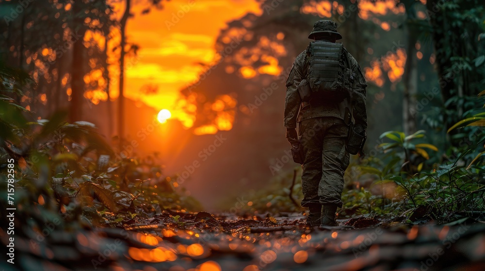 Vigilant Wildlife Ranger on Patrol: Guarding Endangered Species in a Dense Forest to Thwart ...