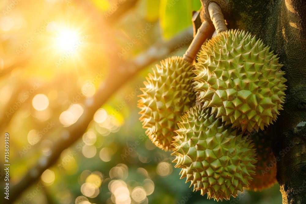 Growing durian harvest and producing vegetables cultivation. Concept of ...