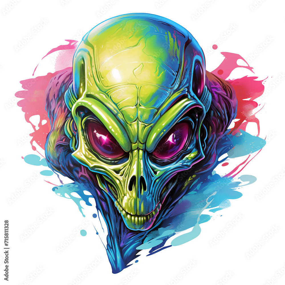 Alien Head, Alien Sublimation, UFO, Tattoo Design, Halloween Art ...