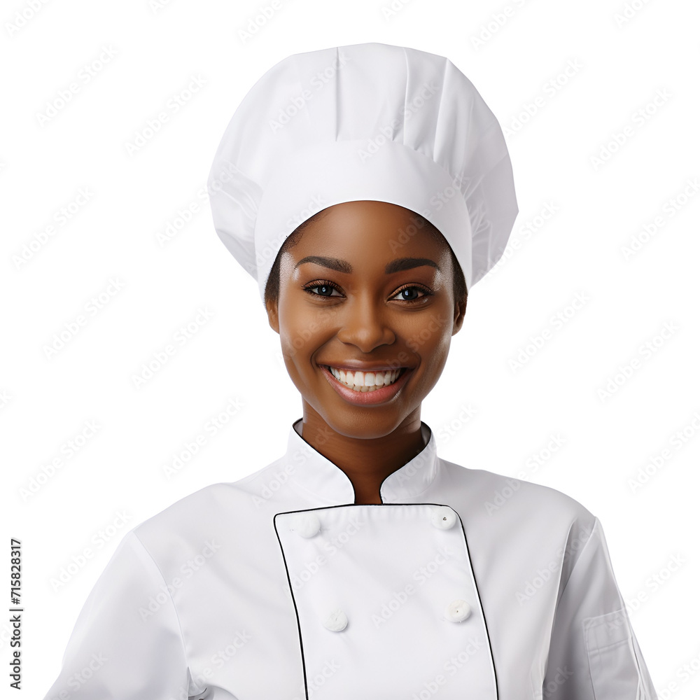Happiness in the Portrait of Smiling Black Woman Chef, Afro Style ...