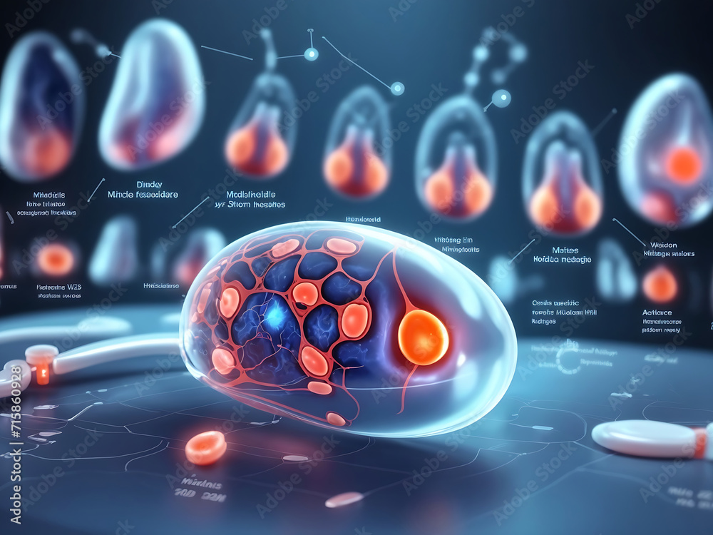 futuristic medical research or kidney health care with diagnosis and ...