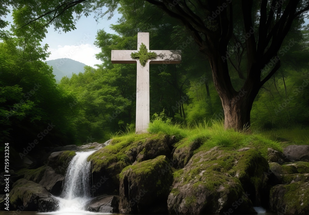 christian cross in nature Stock Photo | Adobe Stock