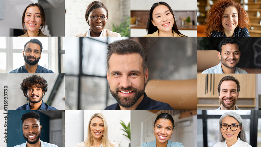 Collage showcases diverse group of individuals in a virtual grid ...