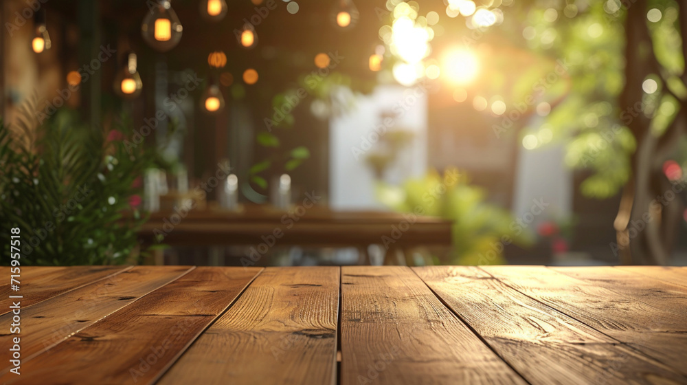 Cafe background with empty Wooden table in 3d png transparent no ...