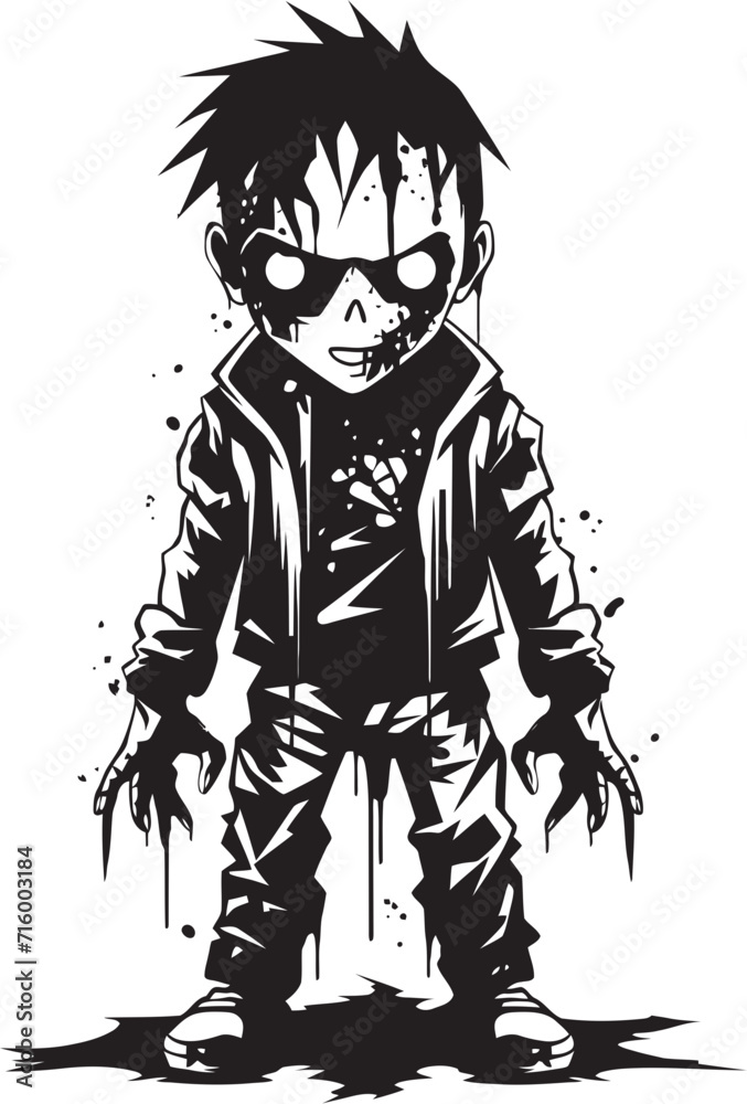 Terrifying Tots Black Icon Design for Scary Zombie Kid Logo in Vector ...
