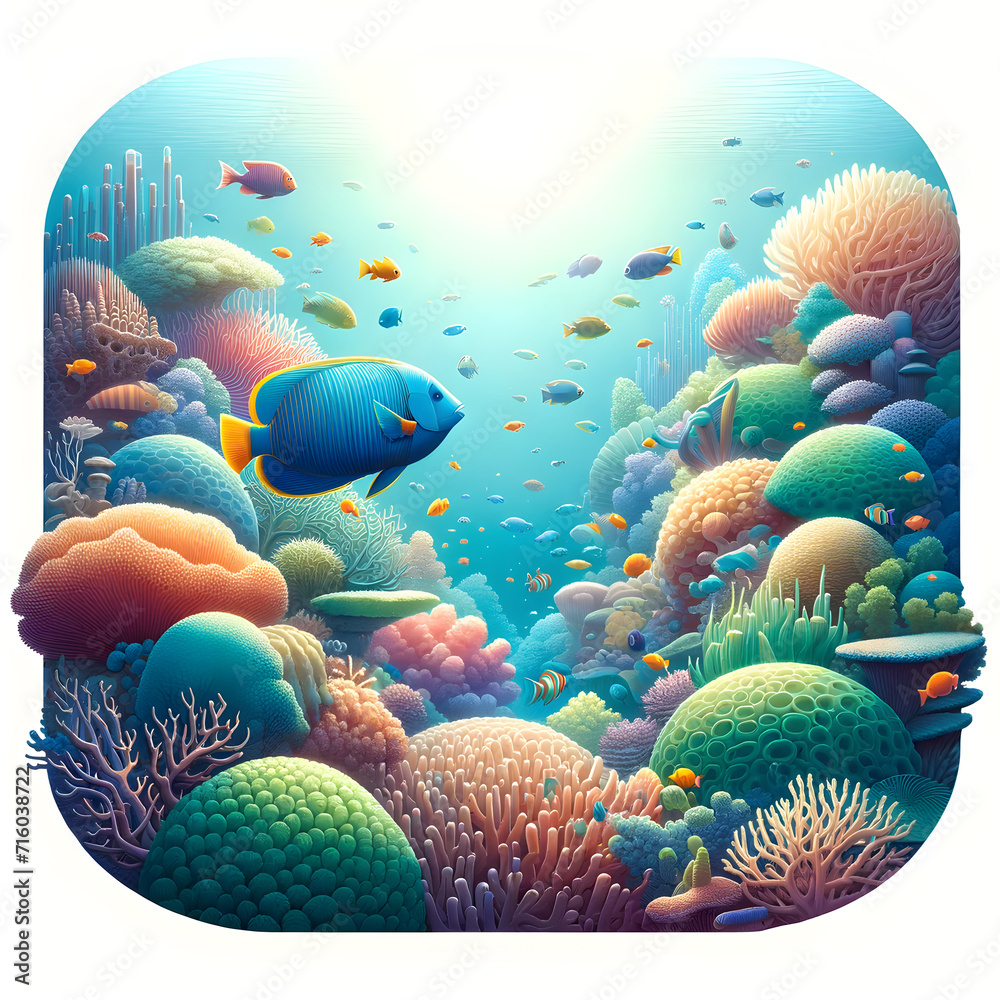 Diverse Marine Life in Coral Reef Ecosystem Illustration Featuring ...