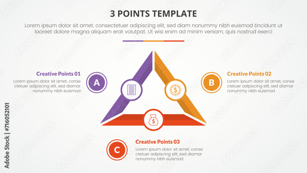 3 points stage template infographic concept for slide presentation with ...