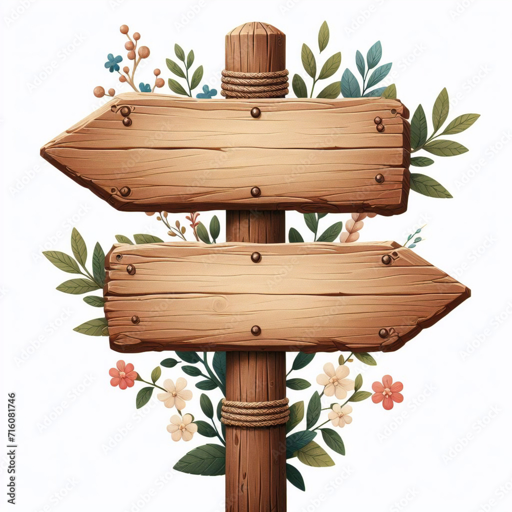 Blank empty wooden rustic signage sign board signpost post wood on ...