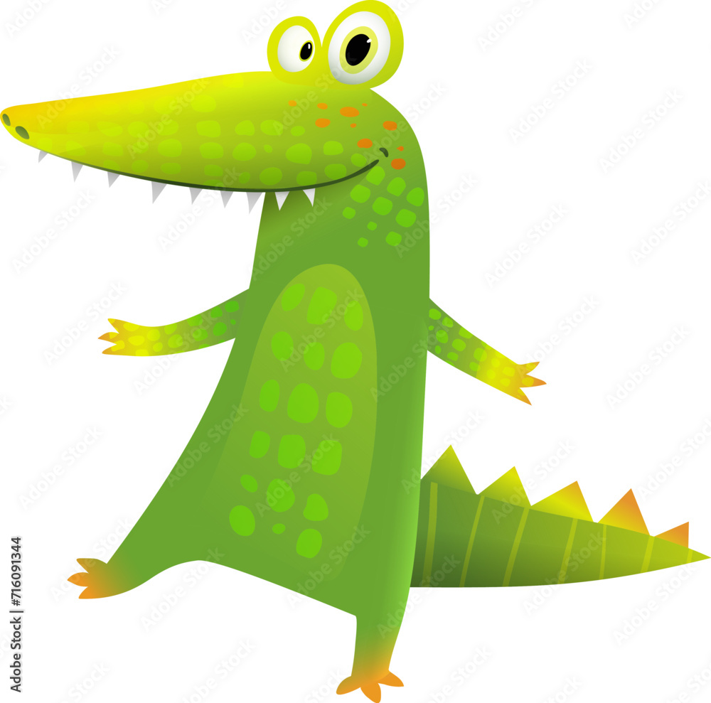 Funny silly crocodile character clipart cartoon for kids. Cheerful ...