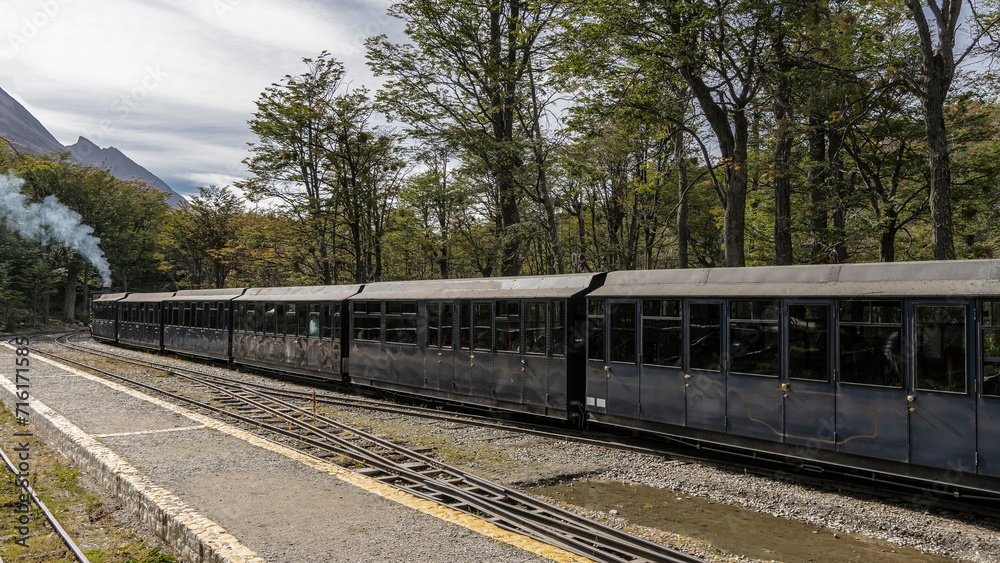 The old historical train of the end of the world Fin del Mundo stands ...