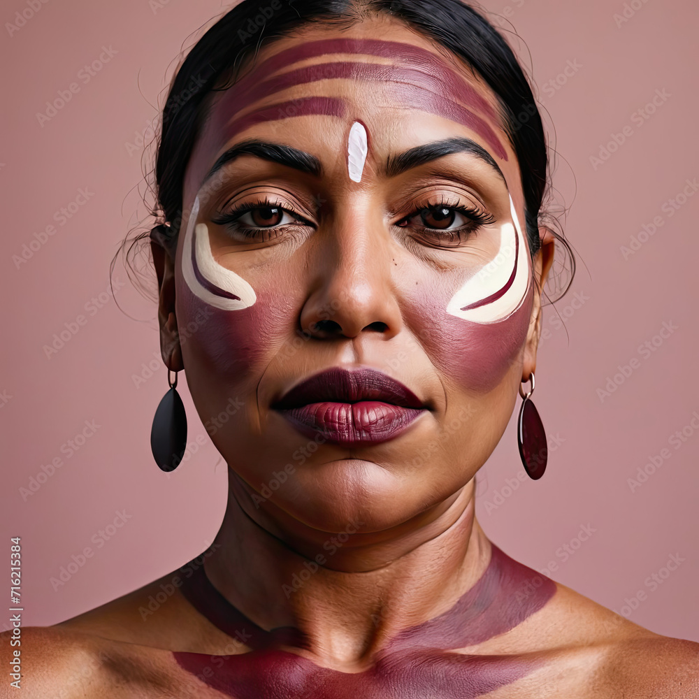 Artistic Emotional Portrait of an Indigenous Australian Woman with ...
