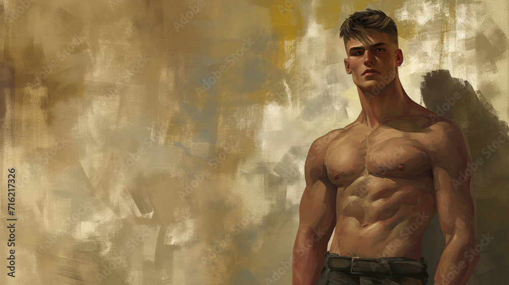 Muscular male physics, body builder background, space for writing ...