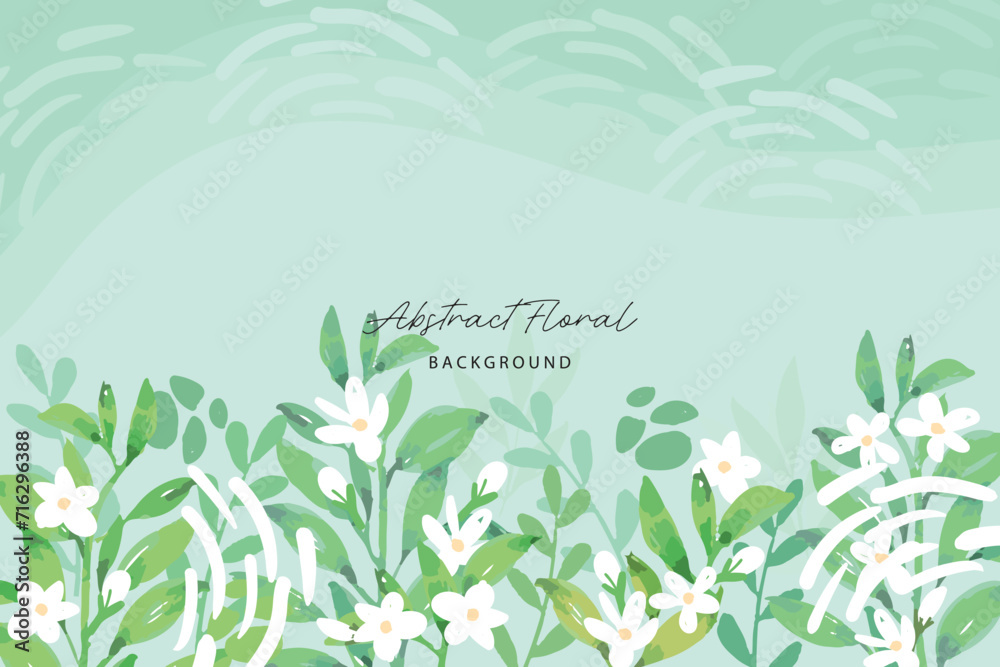Spring background with jasmine green leaves frame background. Vector ...