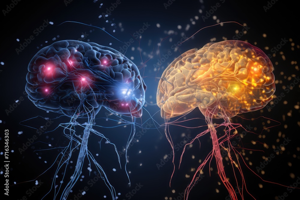 Fractal yellow light brain illustration, educational research ...