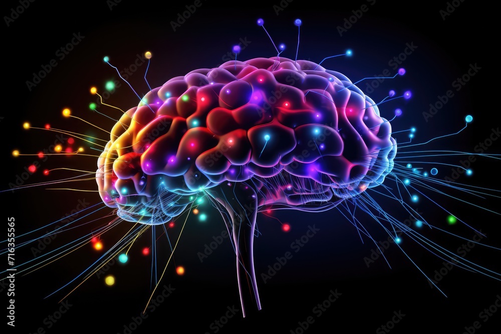 fractal colorful light brain illustration, educational research ...