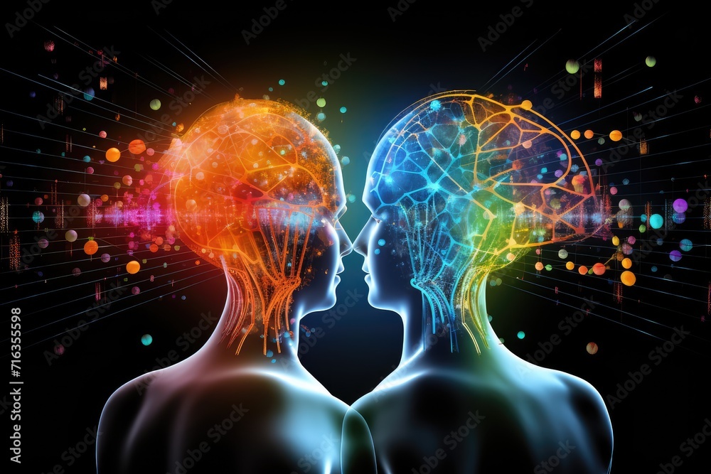 fractal colorful light brain illustration, educational research ...