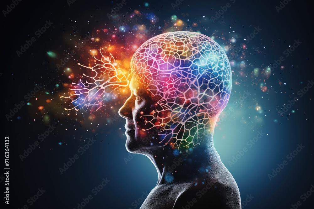 Stock-Illustration „Neuronal network creativity, head surgery ...