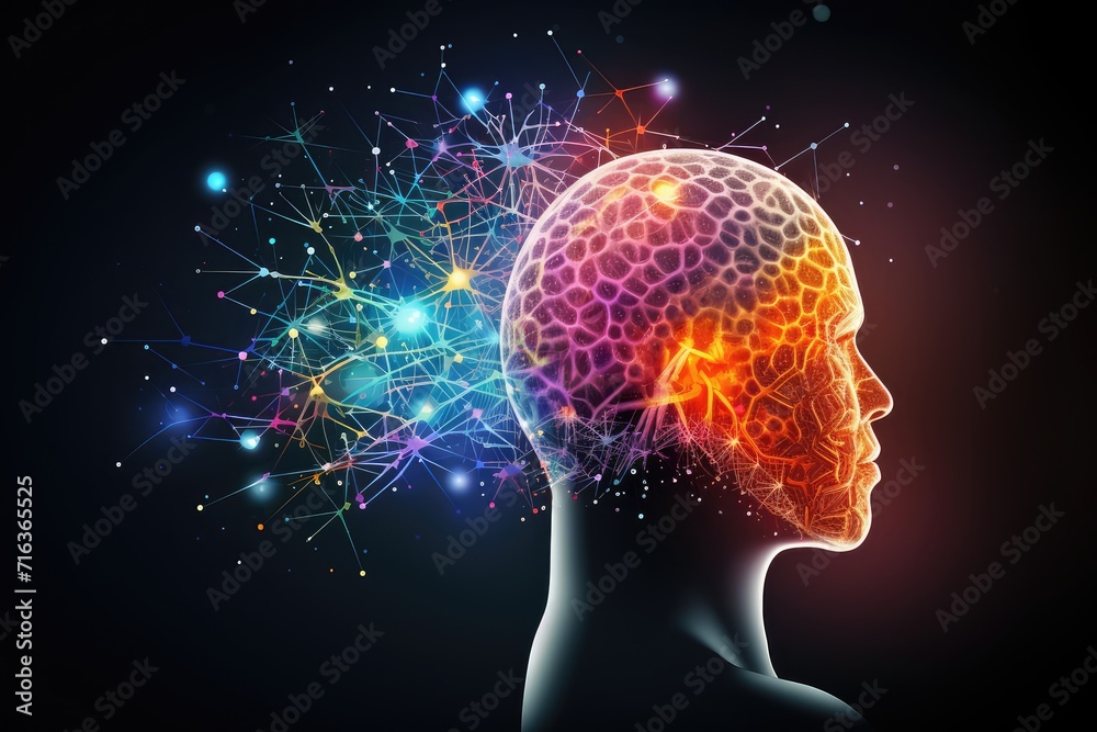 Colorful brain explosion creativity and neural connections. Receptor ...