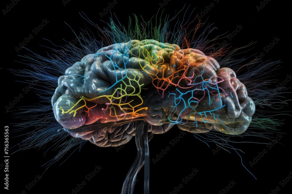 Colorful brain explosion creativity and neural connections. Receptor ...