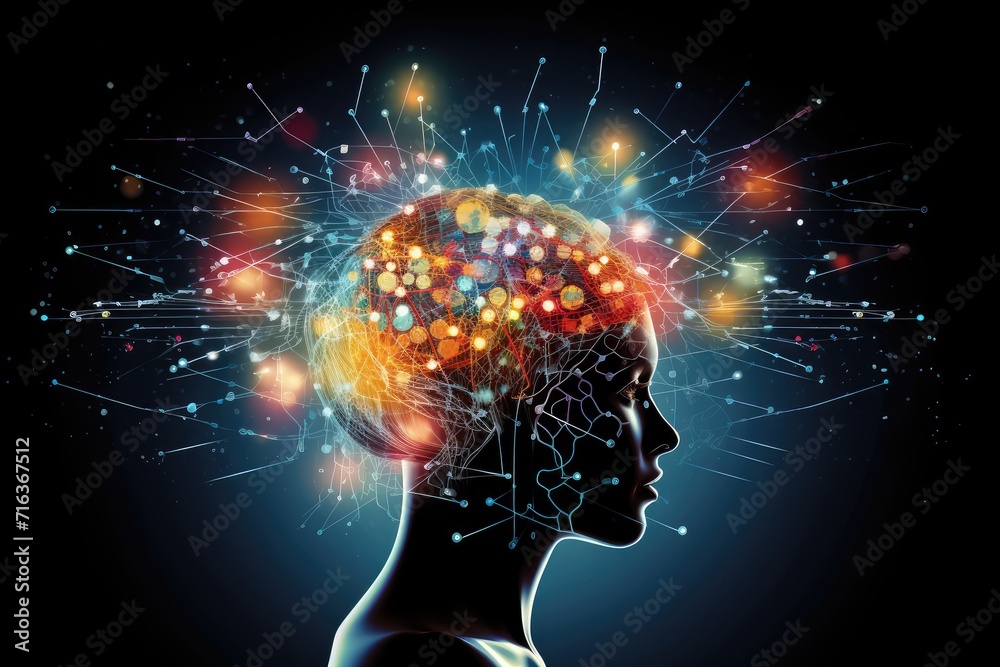 Illustration Stock Neuron and neuronal connections colorful mindset ...