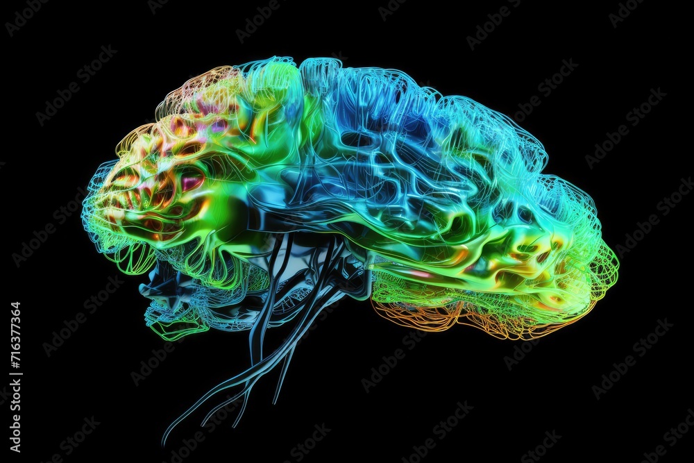 Illustration Stock Green brain amygdala's role in emotional processing ...