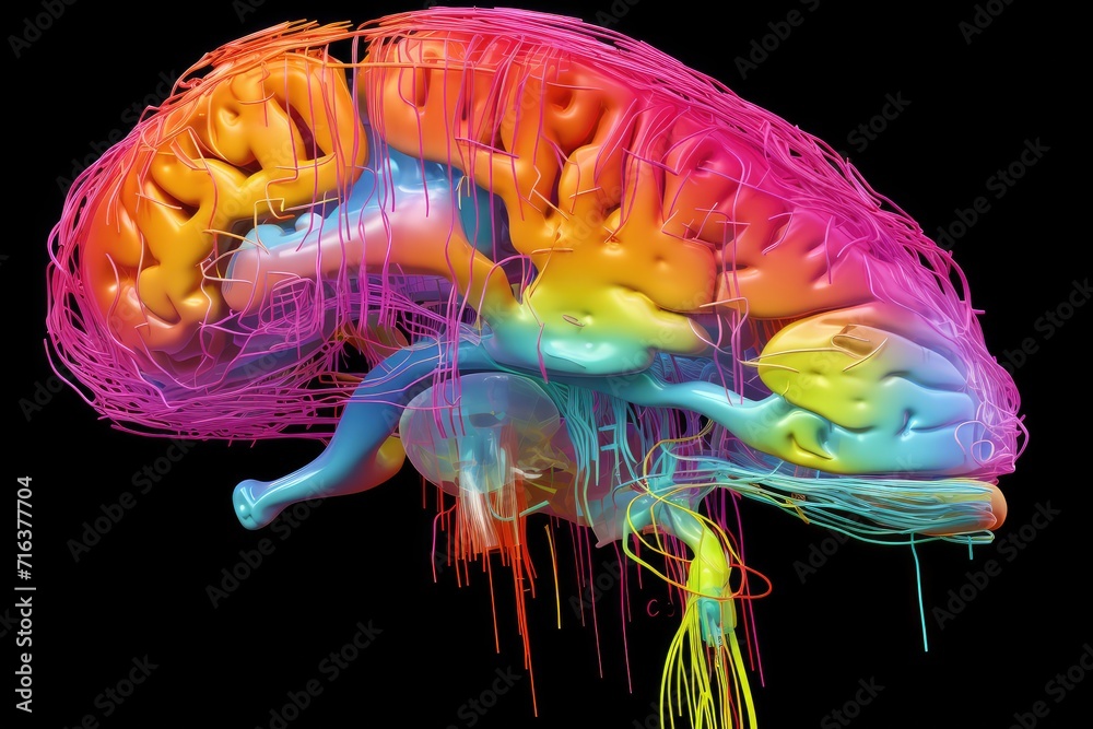 Stock-Illustration „Chiari malformation spatial perception. Brain tumor imaging diagnosis, head ...