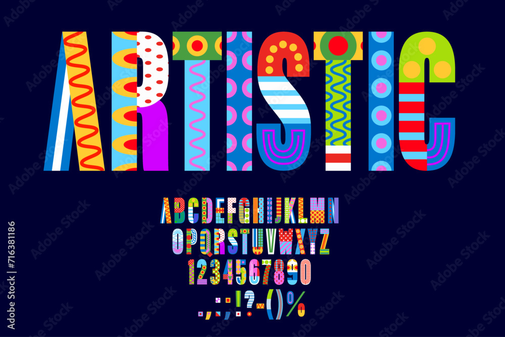 Geometric abstract font, type or color shape typeface, vector urban art ...