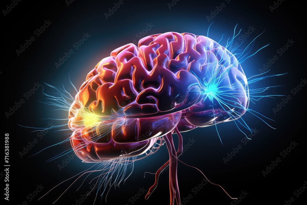 Baby, child head scan colorful little brain. Neurological notions ...