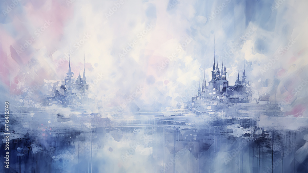 fairy tale princess castle, art work painting in impressionism style ...