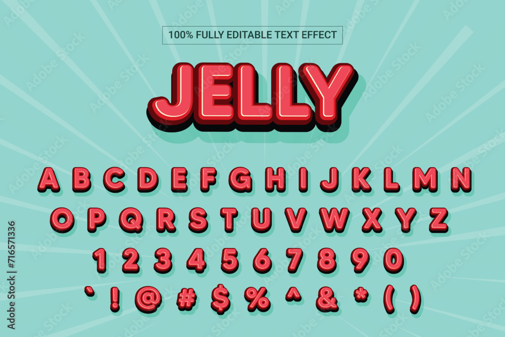 Jelly Text Script Font Style 3D Effect. Complete set of alphabet ...
