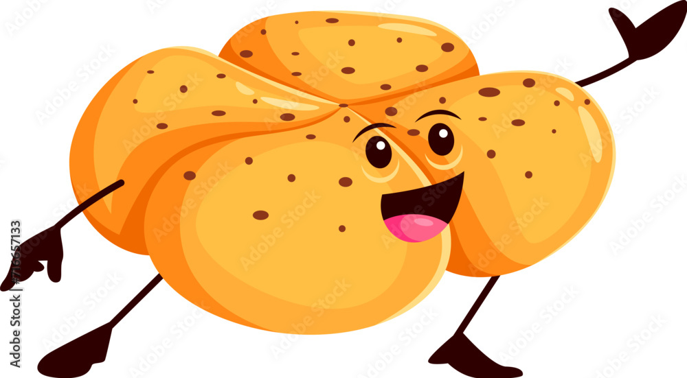 Cartoon funny bread and bakery character. Isolated vector sizzling ...