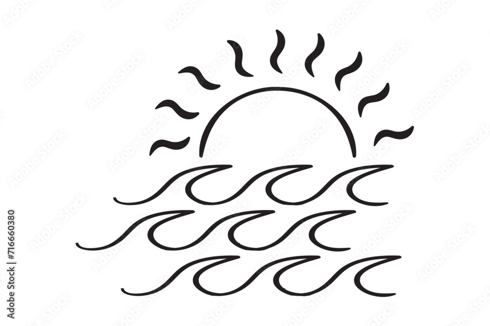 Stock-Vektorgrafik „Sunshine and Sea Waves SVG, Sunshine SVG, Ocean SVG ...