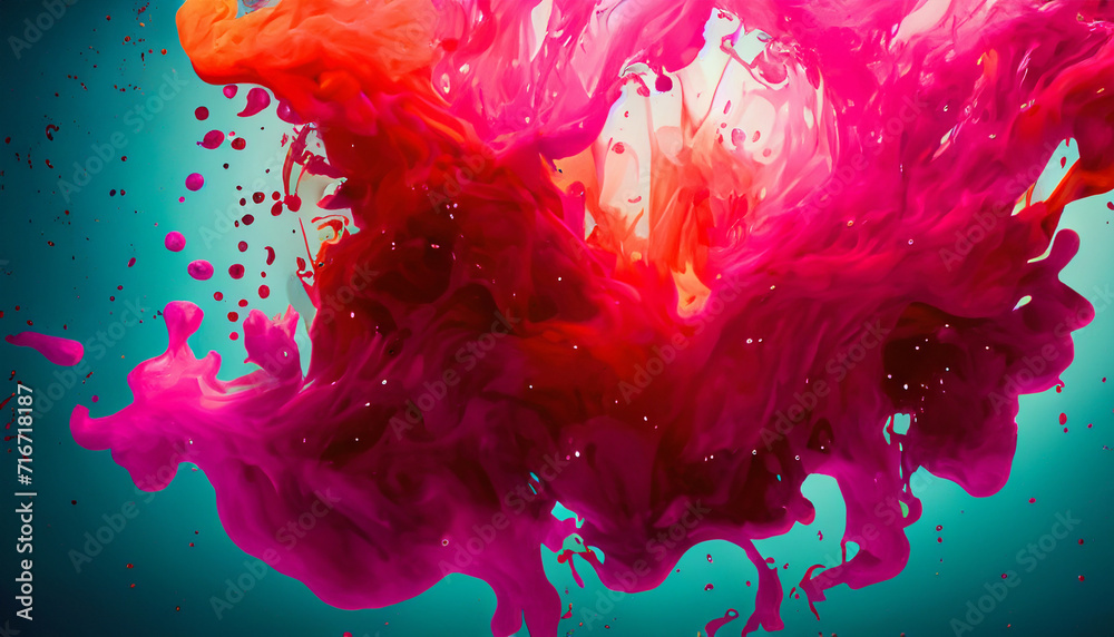Abstract red mix Colored inks splash in water background Stock ...