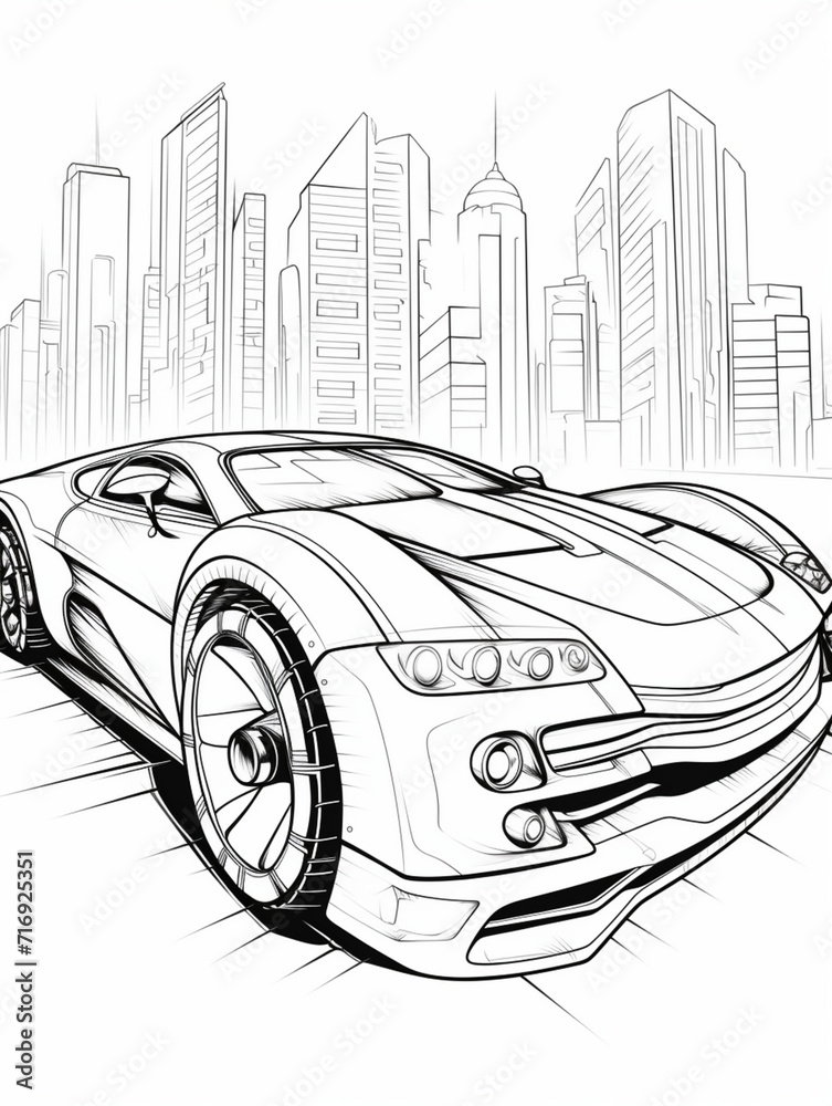 car of the future, coloring page for kids, coloring page, black and ...