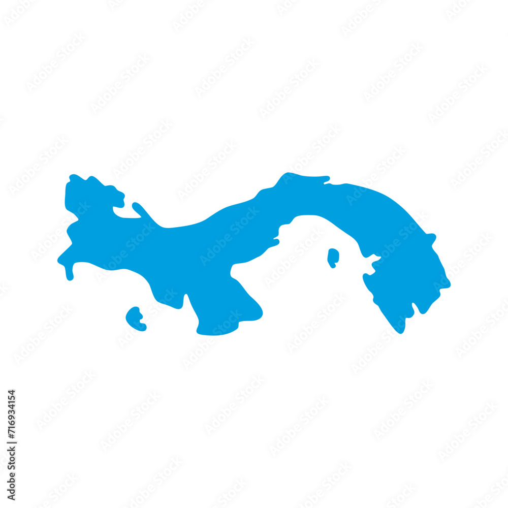 Panama map vector pale blue isolated on white background. Flat, Icon ...