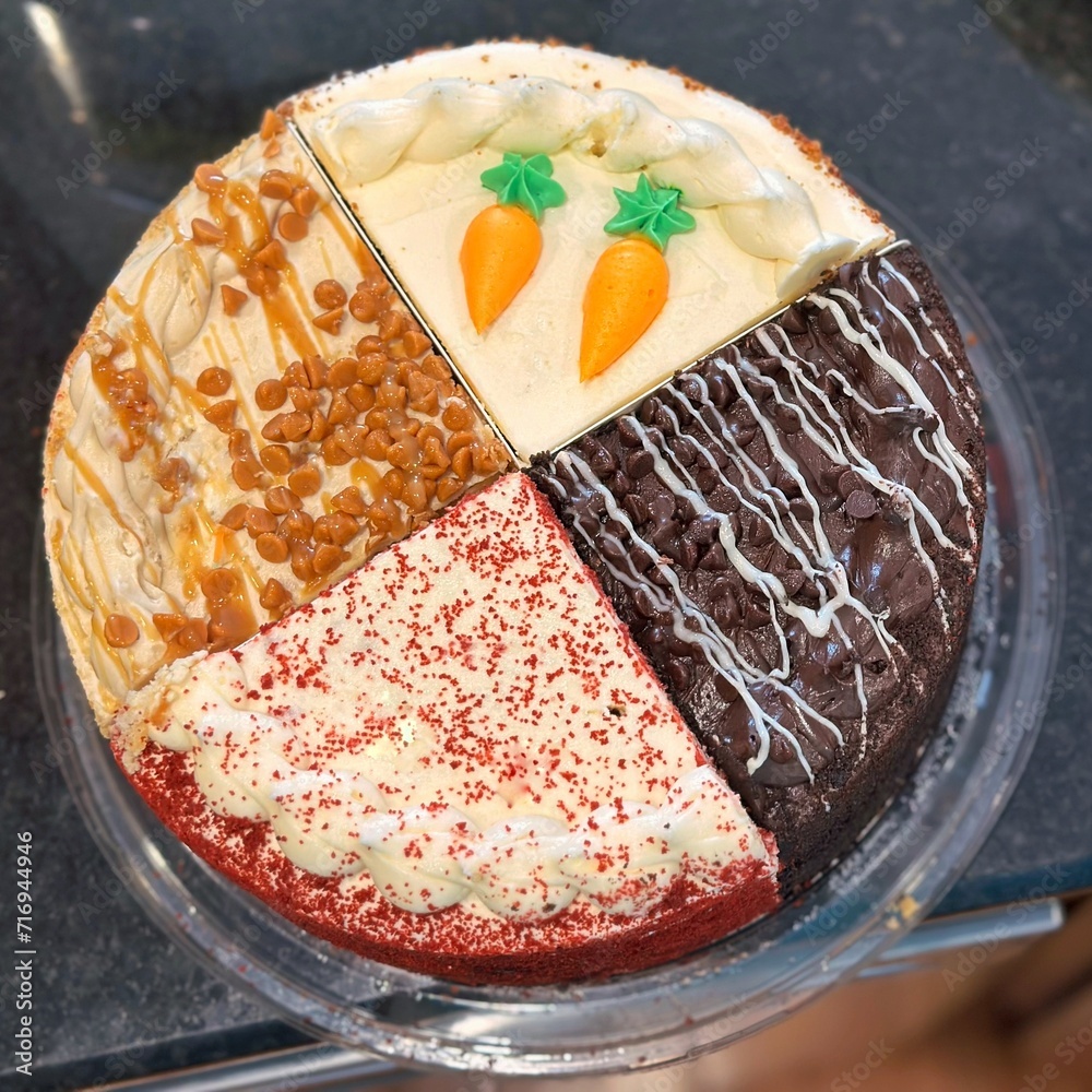 A hybrid cake from a bakery made up of carrot red velvet, caramel, and ...