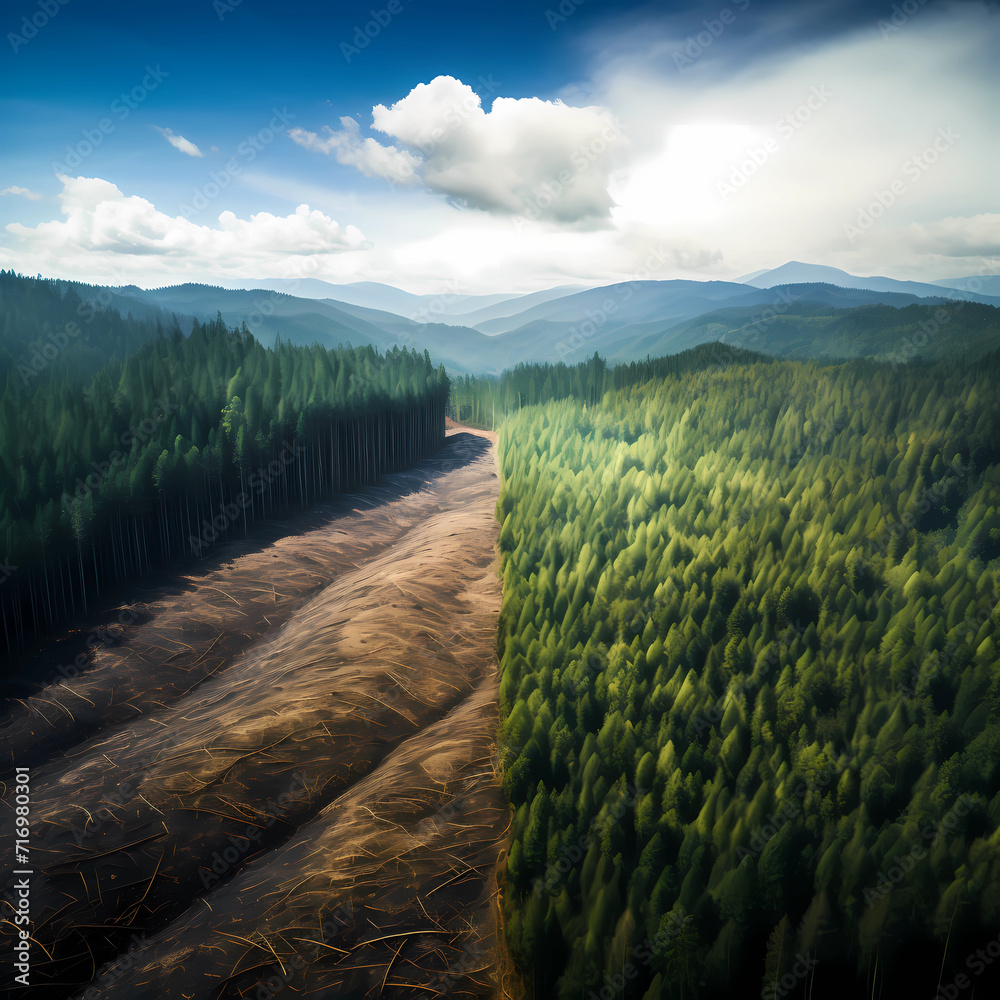 deforestation and wildfires in Canada or other large forested area ...