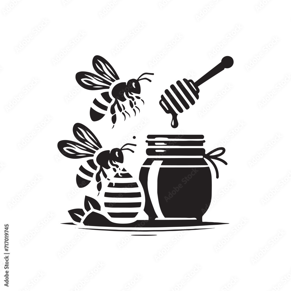 Dance of Pollen: Honey Bee Silhouette Set Depicting the Exquisite ...