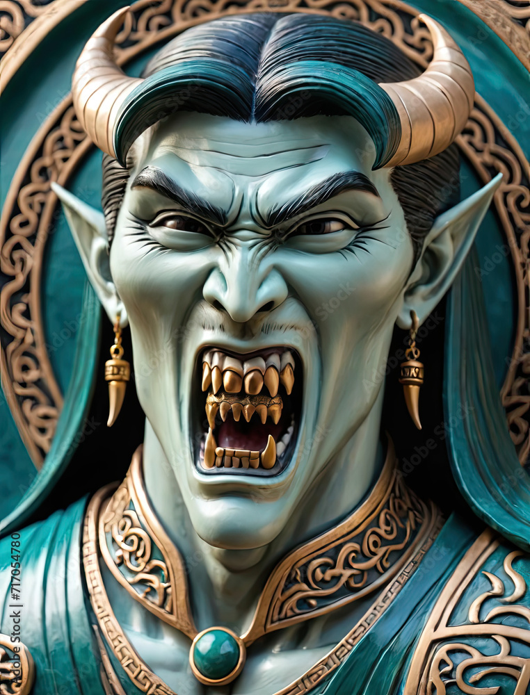 Close-up Realistic Portrait of a Fair-Skinned East Asian Male World War ...