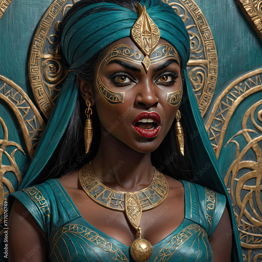 Highly Artistic Close-Up Portrait of Black-Middle Eastern Female Roman ...