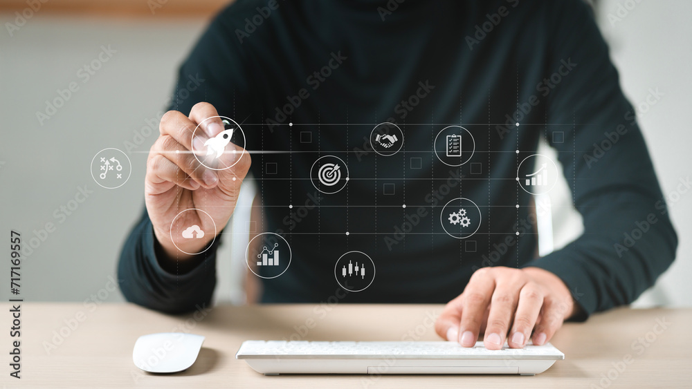 Project management Time Planning business concept. Business process management, automated ...