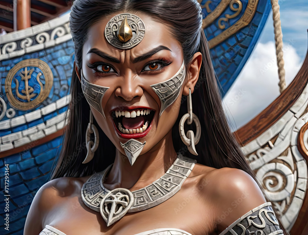 Highly Artistic Portrait of a Dark Brown-Skin East Asian Female Ancient ...