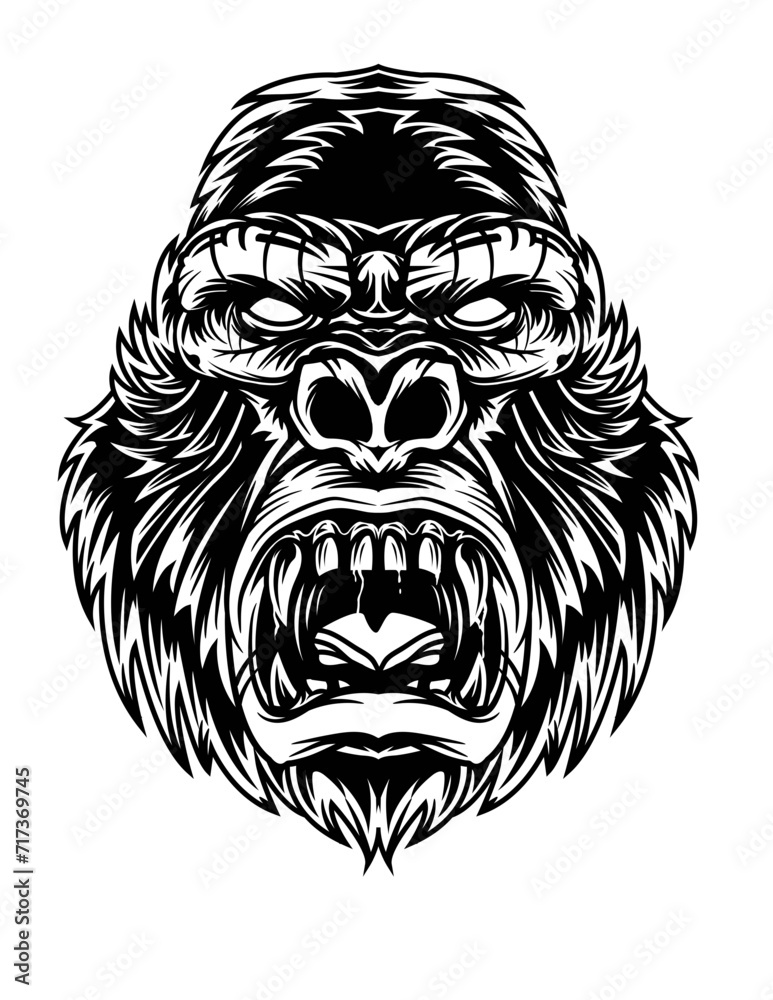 Ape Illustration, Wild Animal Vector, Ape Clipart, Ape Cut file, Ape ...