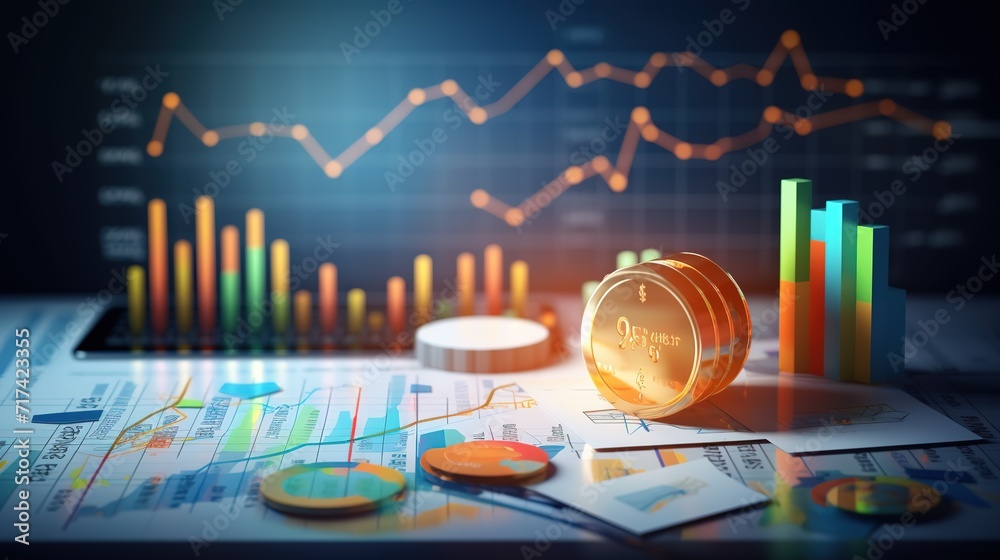 Business intelligence concepts illustrated through a magnifying glass ...