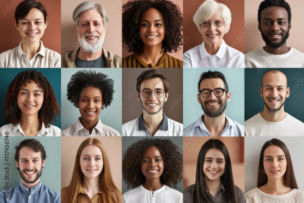 Collage of 15 diverse smiling people portraits Stock Photo | Adobe Stock